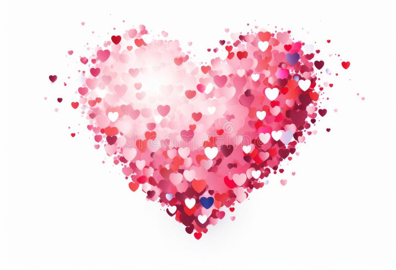 A Heart Shape with Many Pink and Red Confetti Spread Out Stock ...