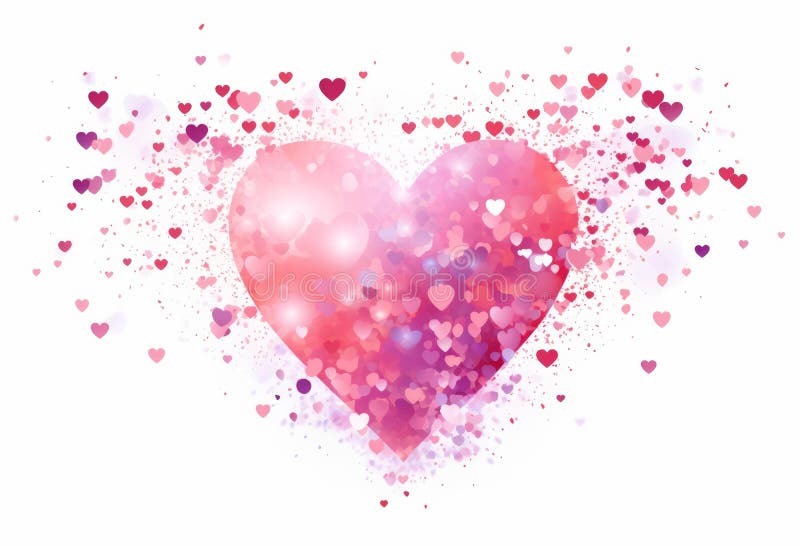 A Heart Shape with Many Pink and Red Confetti Spread Out Stock ...