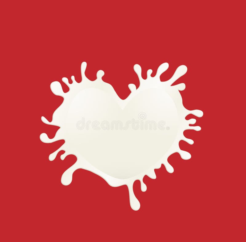 Heart Shape Milk splash stock vector. Illustration of flowing - 128760178