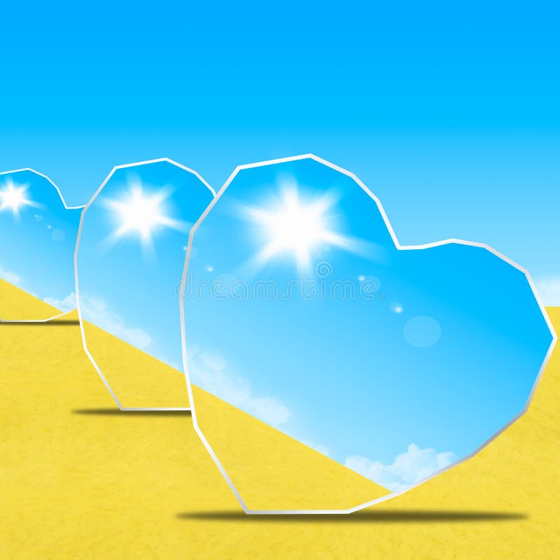 Heart Shape Mirrors in Desert Stock Illustration - Illustration of ...