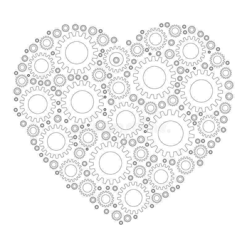 Heart Shape Mosaic of Cog Wheels Stock Vector - Illustration of ...