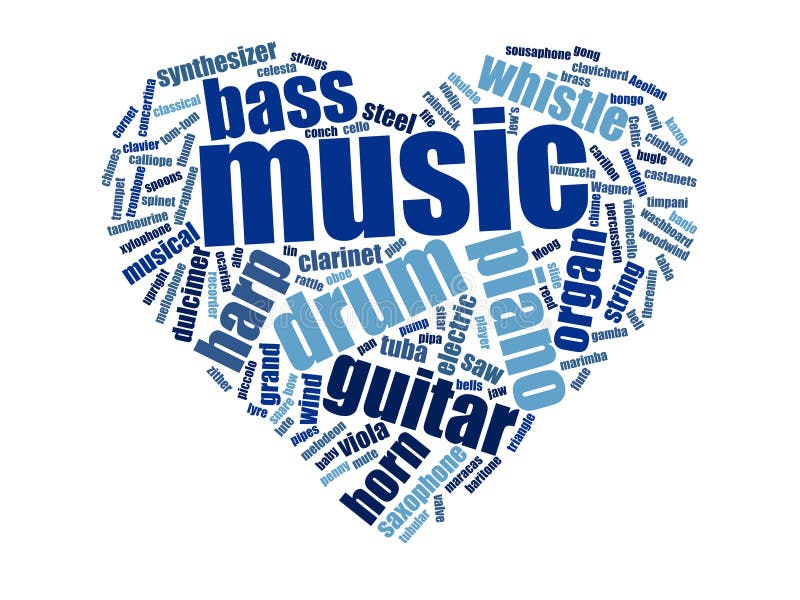 Heart Shape Musical Instruments Word Cloud Stock Photo - Illustration ...