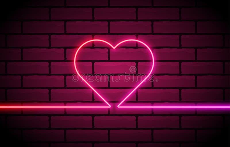 Heart Shape Neon Light of One Line. Bright Light Heart. Happy ...