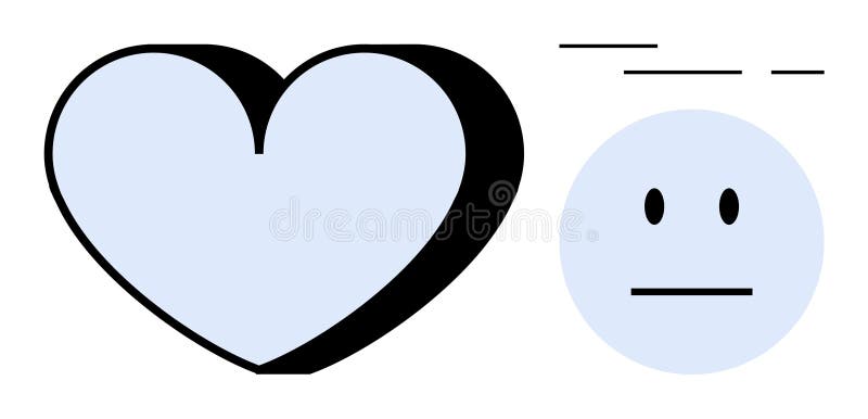 Heart Shape and Neutral Face beside Each Other with Simple Design Stock ...