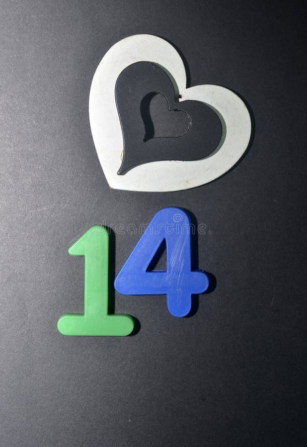 Heart Shape and Number 14 for Valentine Day Stock Image - Image of ...