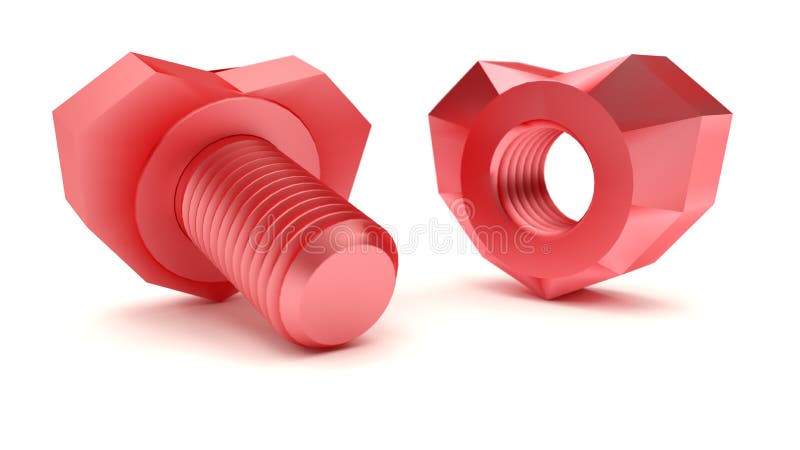 Heart Shape of Nut and Bolt Stock Illustration - Illustration of ...