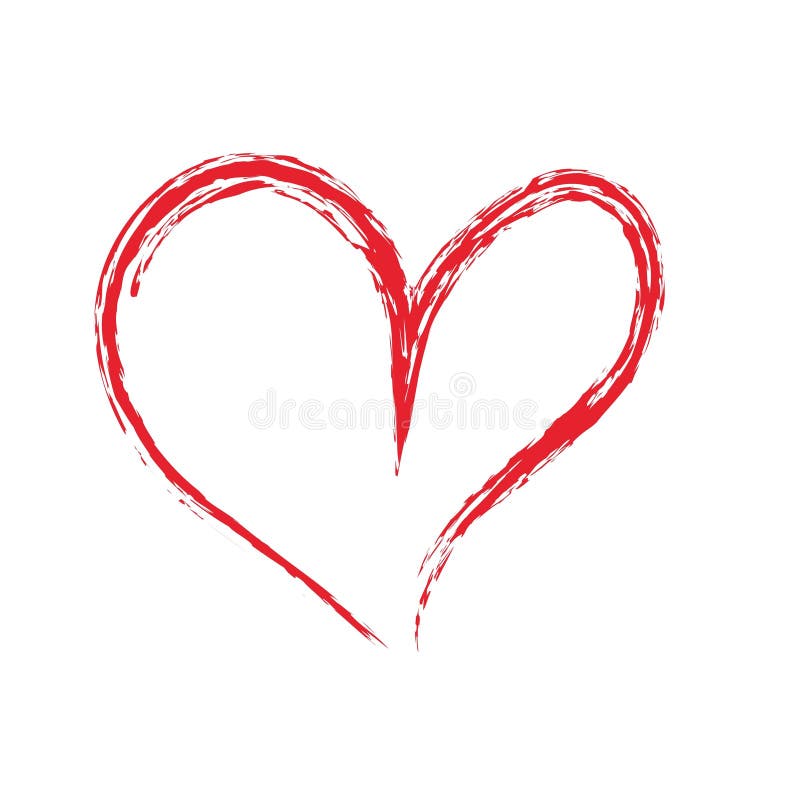 Heart Shape. Painted Heart Brush Stroke Style Stock Vector ...