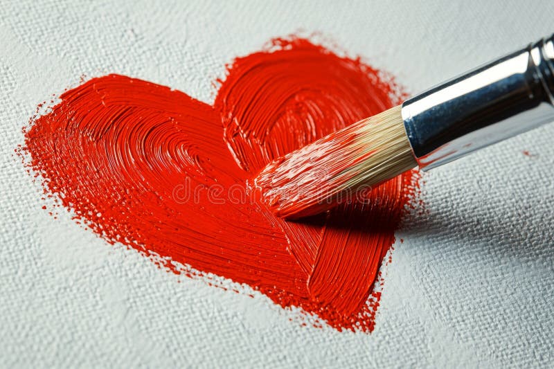 Heart Shape Painted with a Brush on a Textured White Background during ...