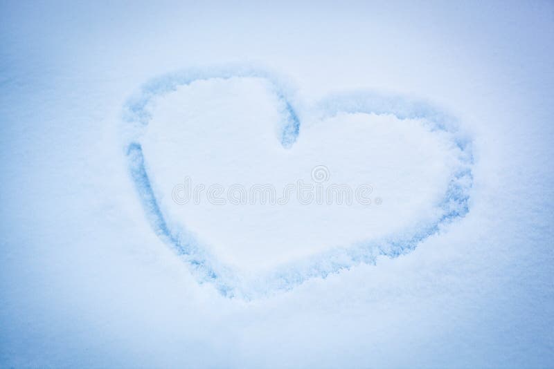 Heart Shape Painted on Fresh White Snow Stock Photo - Image of ...