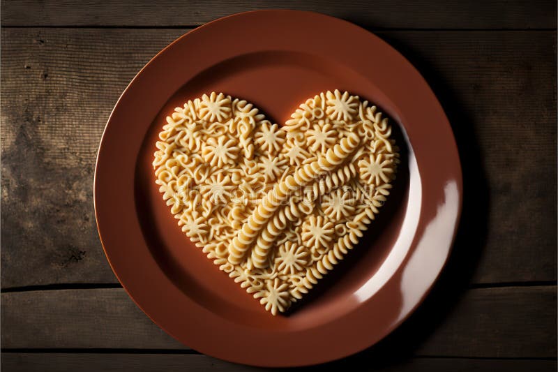 Heart Shape Pasta Made on Plate. Generative AI Stock Photo - Image of ...