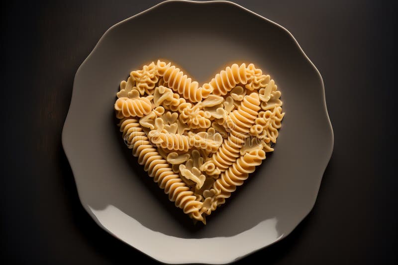 Heart Shape Pasta Made on Plate. Generative AI Stock Photo - Image of ...