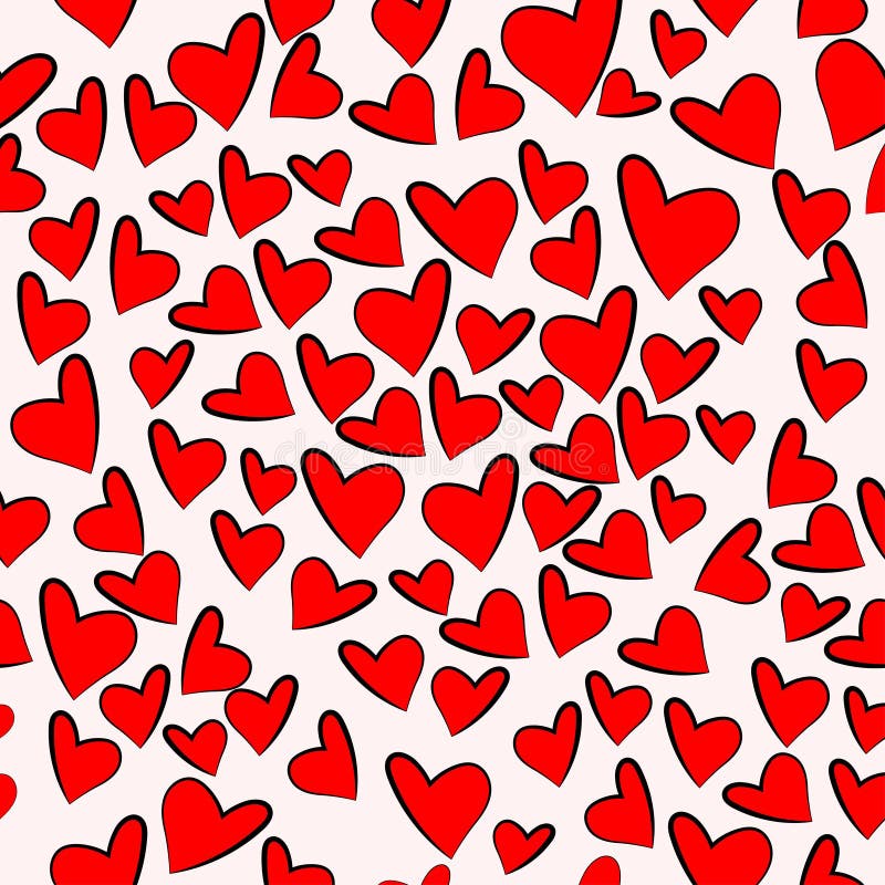 Black On White Random Love Heart Pattern Seamless Repeat Background ...