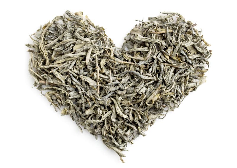 Heart Shape Pile of Green Tea Leaves Stock Photo - Image of fresh ...