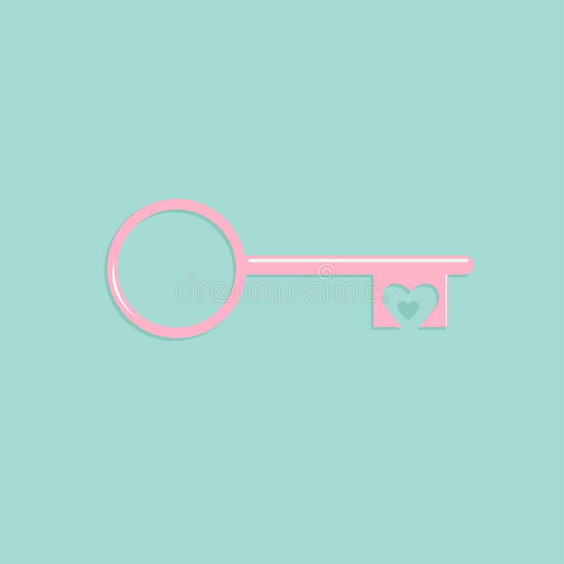 Heart Shape Pink Key Flat Design Stock Vector - Illustration of blue ...