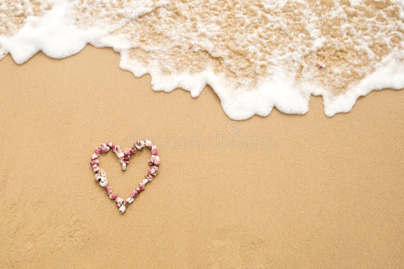 Heart Shape in Pink Sea Shells on Beach Stock Photo - Image of outdoors ...