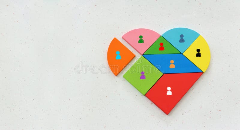 Heart Shape Puzzle with Figures. Concept of Teamwork and Friendship ...
