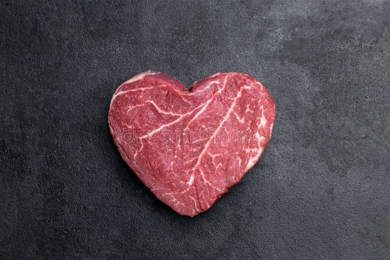 Heart Shape Raw Fresh Meat Ribeye Steak Stock Photo - Image of ...