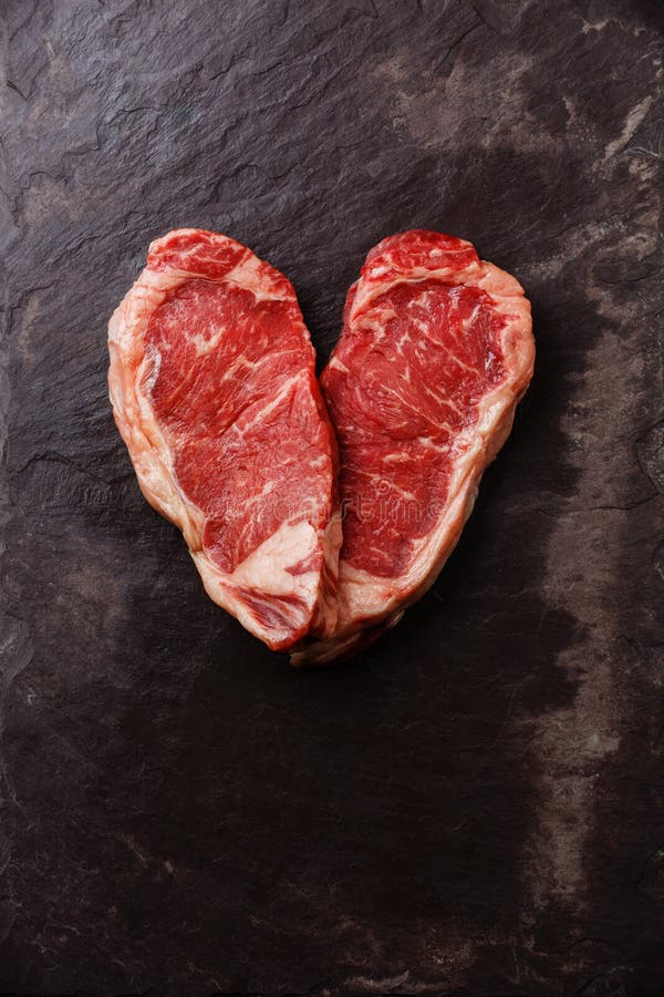 Heart Shape Raw Fresh Meat Ribeye Steak Stock Photo - Image of rare ...