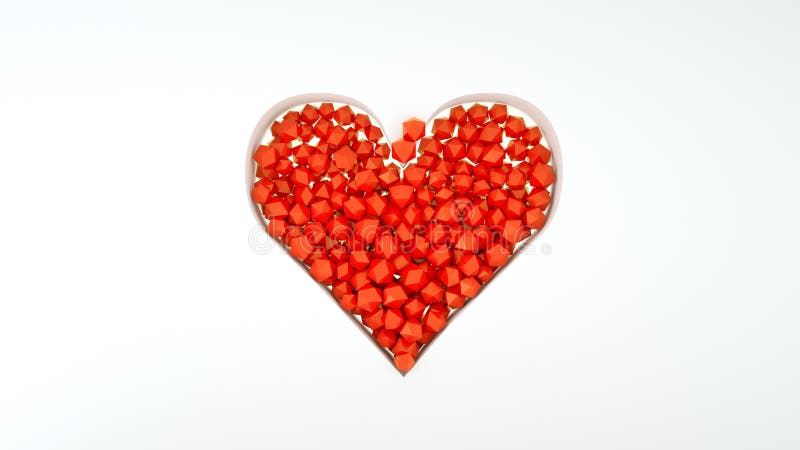 Heart Shape from Red Polyhedrons 3D Rendering Stock Illustration ...