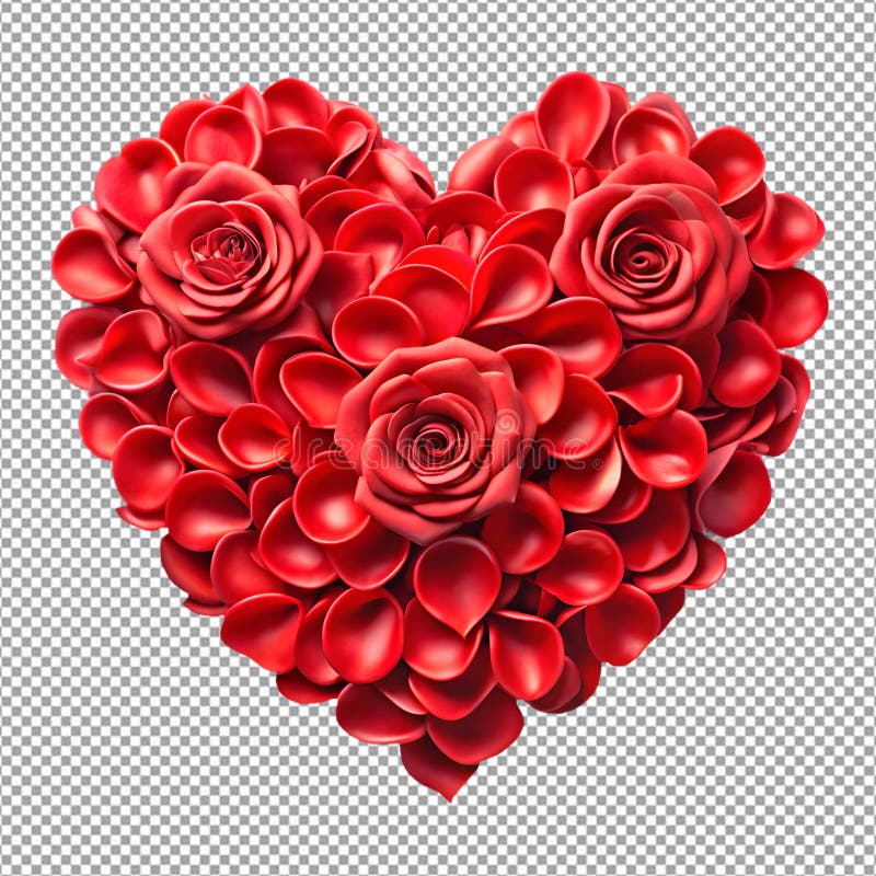 A Heart Shape with Red Roses and Petals Stock Photo - Illustration of ...