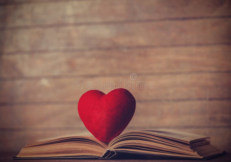 Heart Shape and Retro Book. Stock Image - Image of brown, closeup: 38661421