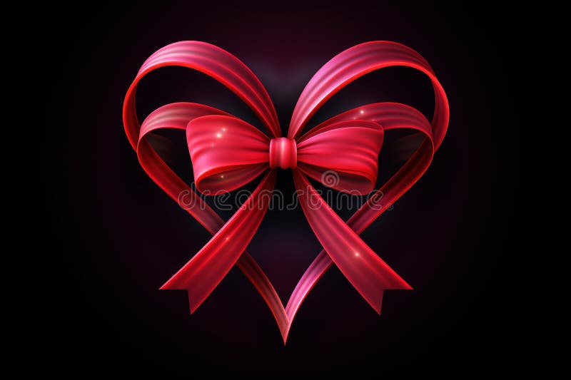 A Heart Shape Ribbon Red Heart Generative AI Stock Image - Image of ...