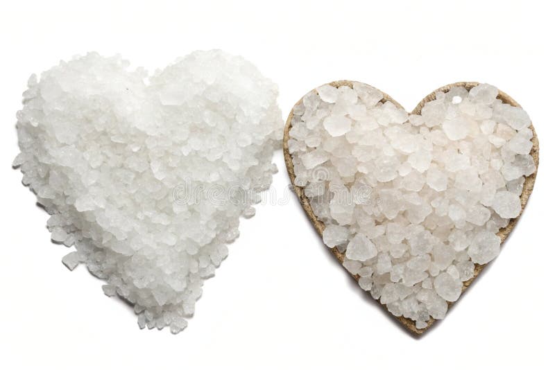 Heart Shape Salt Crystals on White Background Stock Illustration ...