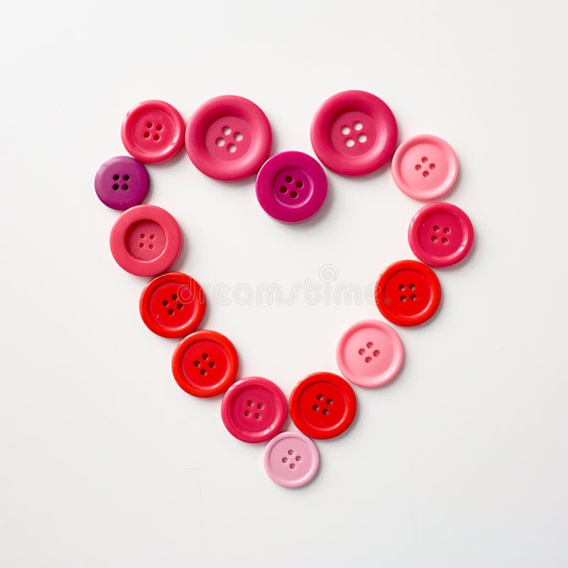 Heart Shape of Sewing Buttons Stock Photo - Image of button, object ...