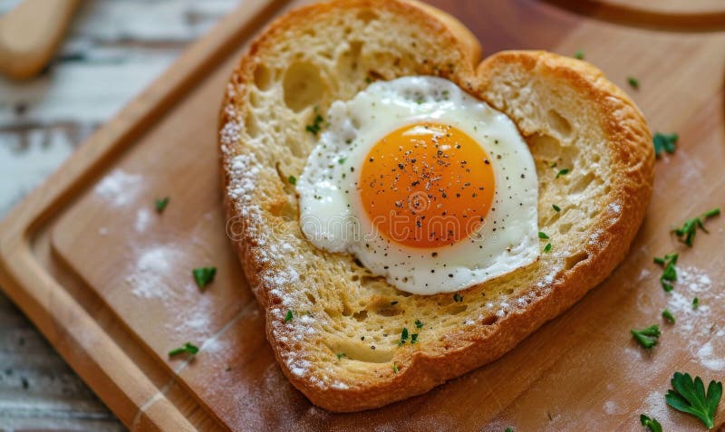 Heart Shape Shaped Bread with Bread and Egg, for Breakfast, Healthy ...