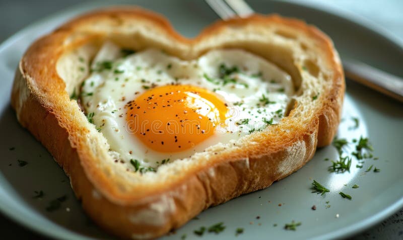 Heart Shape Shaped Bread with Bread and Egg, for Breakfast, Healthy ...