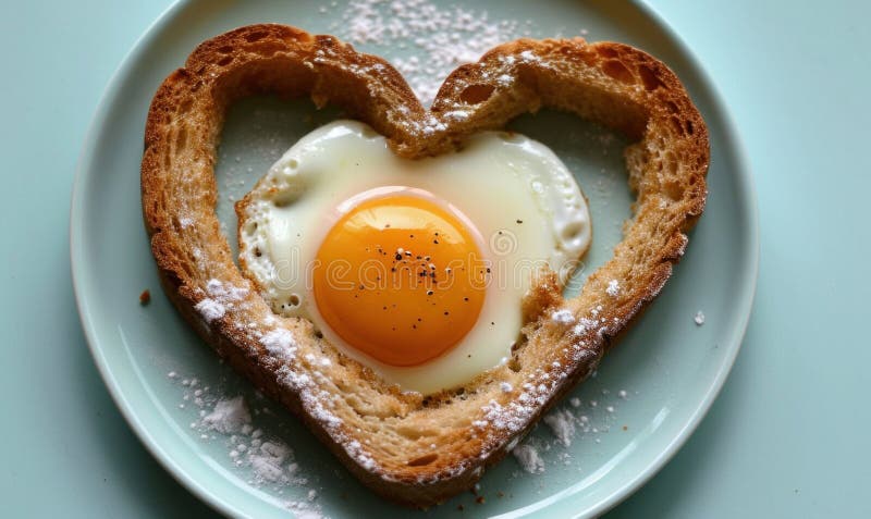 Heart Shape Shaped Bread with Bread and Egg, for Breakfast, Healthy ...