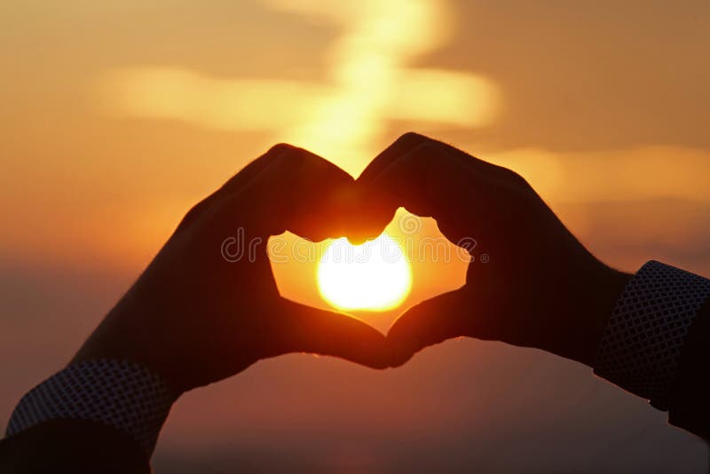 Heart Shape Silhouette on Sunset. Stock Photo - Image of ocean, horizon ...