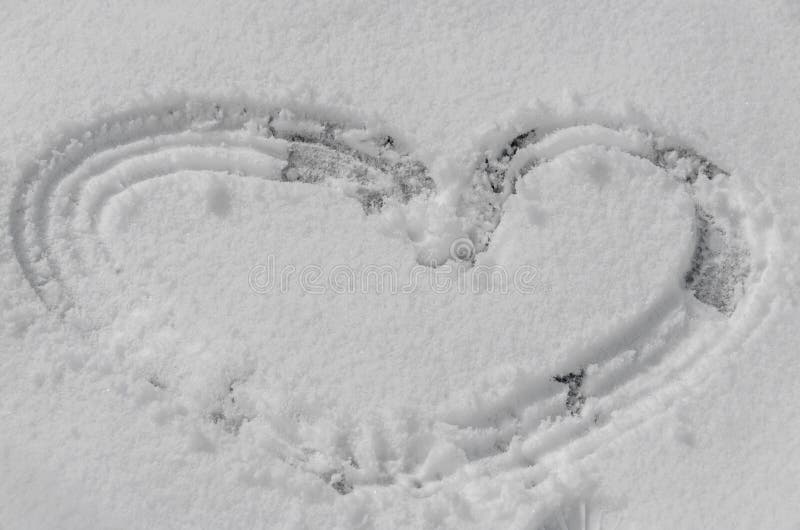 Heart Shape in the Snow, Boot Mark Close Up Outdoor Stock Photo - Image ...