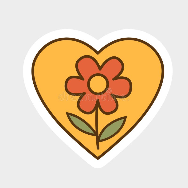 Heart Shape Sticker with Adorable Flower Icon Vector Illustration Stock ...