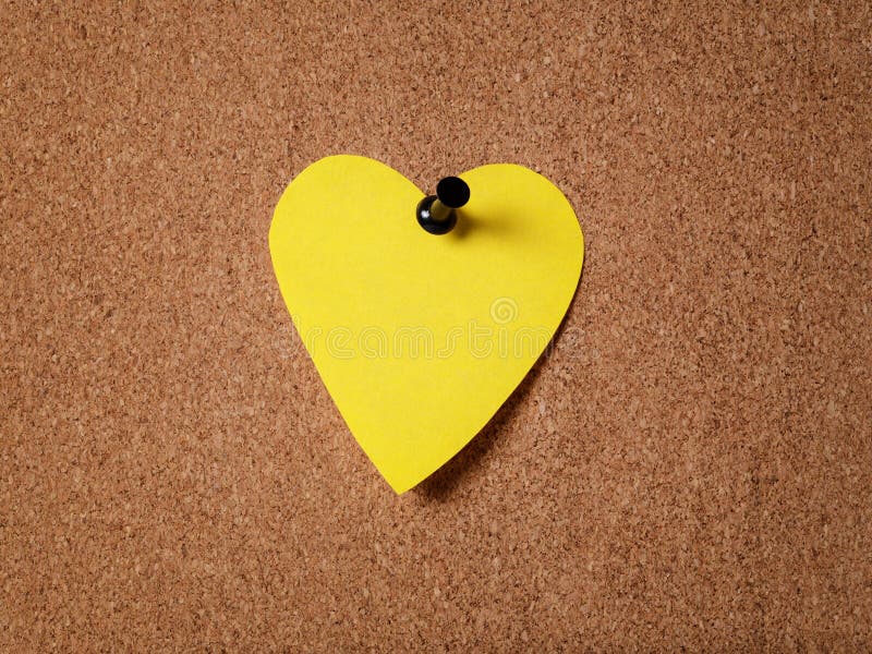 Heart Shape Sticky Note on Cork Board Stock Photo - Image of sign ...