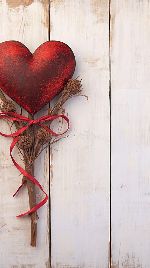 Heart Shape Symbolizes Love on Rustic Wooden Background Stock ...