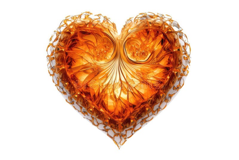 Heart Shape of Topaz Stone Fractal on White Background. Generative AI ...