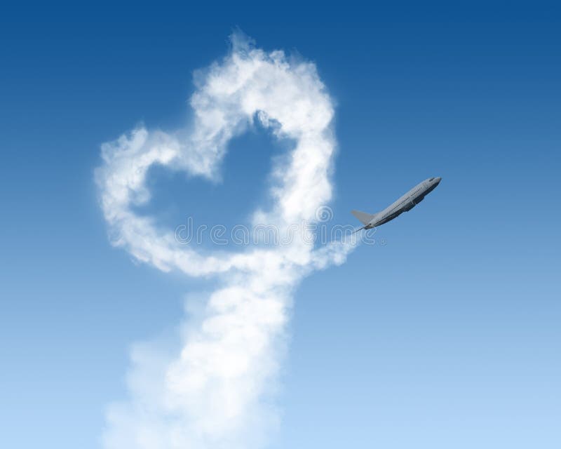 Plane On Blue And Cloudy Sky Stock Image - Image of departure, cloudy ...