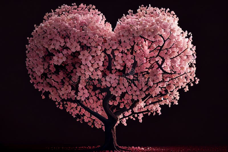 Heart Shape Tree from Sakura Floral. Illustration Generative AI Stock ...