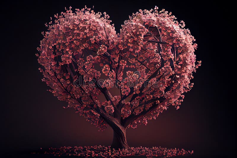 Heart Shape Tree from Sakura Floral. Illustration Generative AI Stock ...