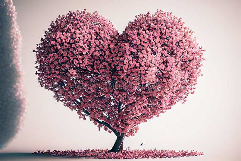 Heart Shape Tree from Sakura Floral. Illustration Generative AI Stock ...
