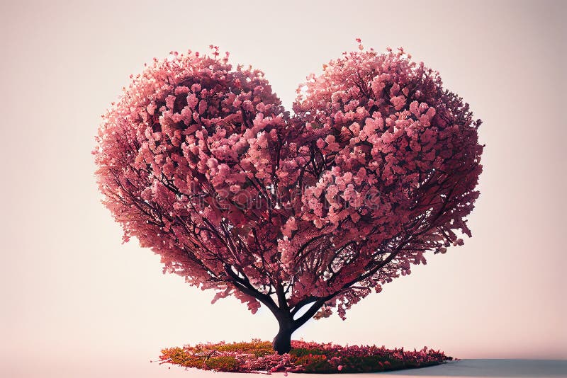 Heart Shape Tree from Sakura Floral. Illustration Generative AI Stock ...