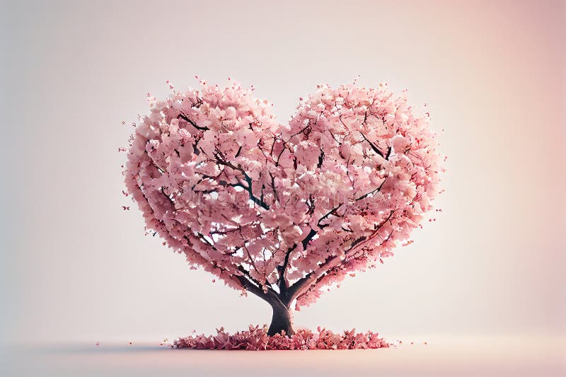 Heart Shape Tree from Sakura Floral. Illustration Generative AI Stock ...