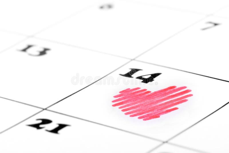 Heart Shape on Valentine Day Calendar Stock Photo - Image of love ...