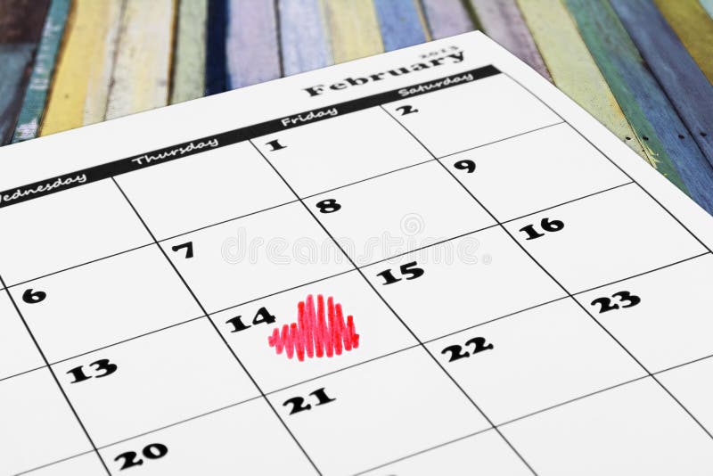 Heart Shape on Valentine Day Calendar Stock Photo - Image of paper ...