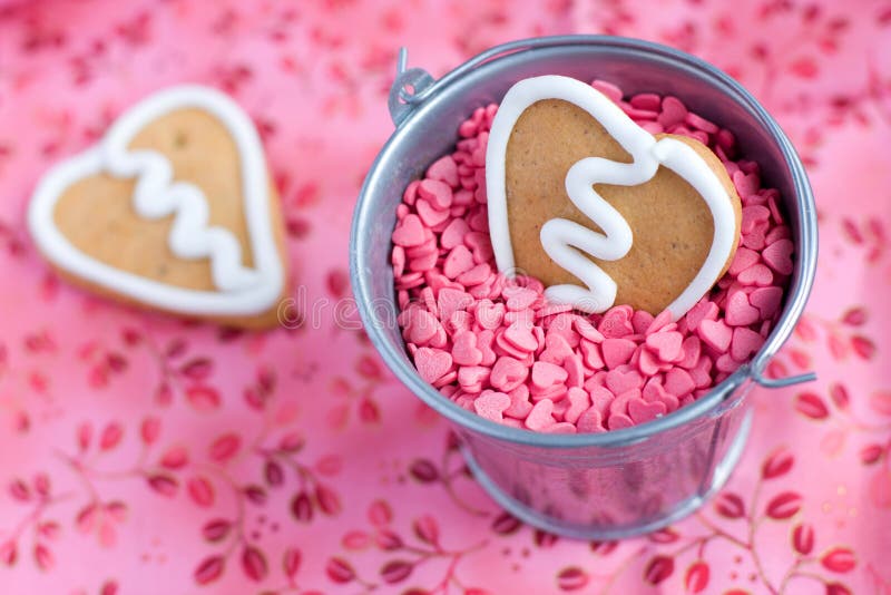 Heart Shape Valentine Gingerbread Cookie Stock Photo - Image of ...