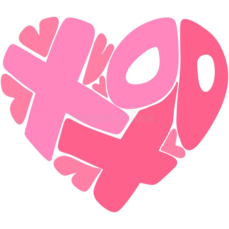 Heart Shape Valentines Day Hand Drawn Lettering, XO XO Stock Vector ...