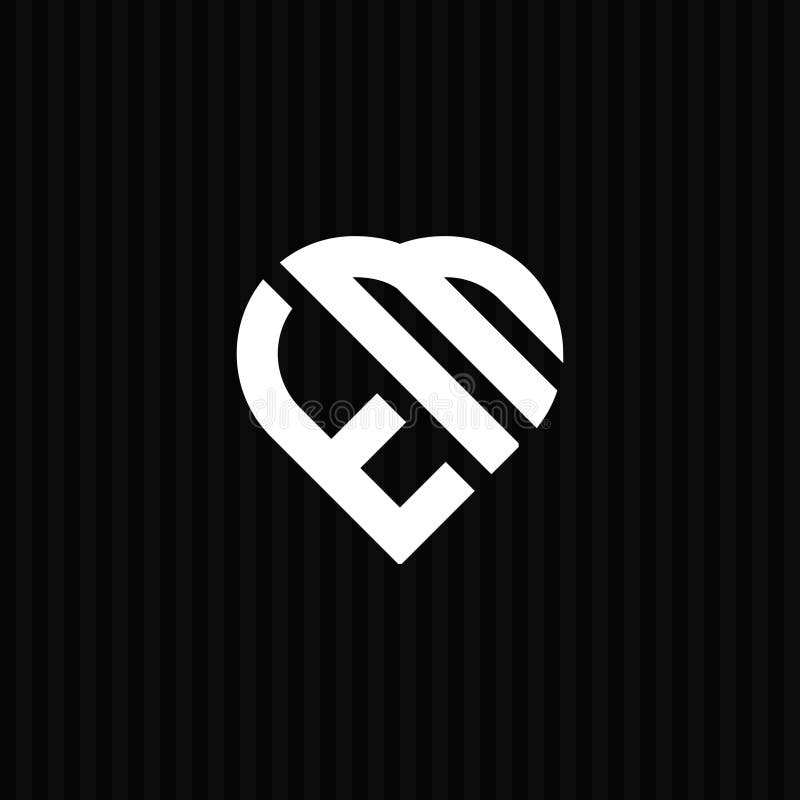 Heart Shape Vector Logo Design for Initial Letter EM Stock Vector ...