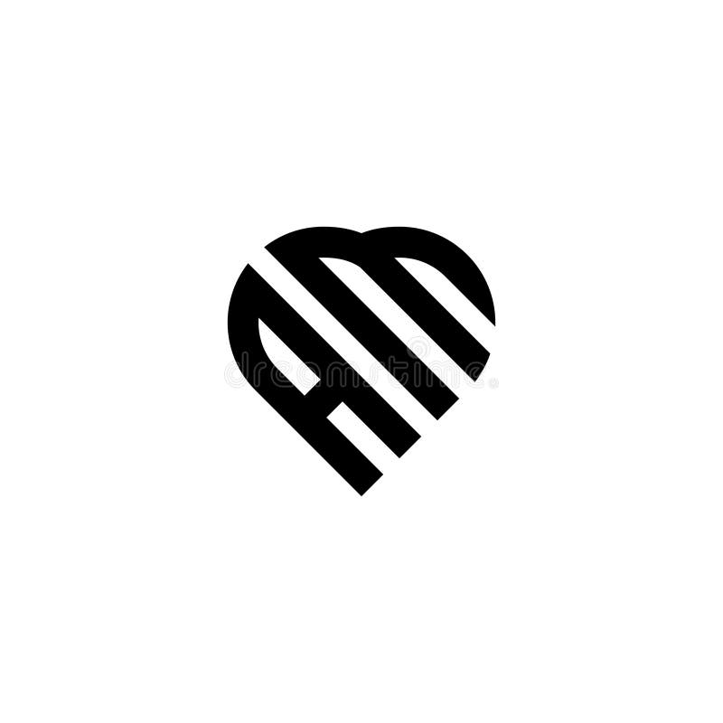 Heart Shape Vector Logo Design for Initial Letter am Stock Vector ...