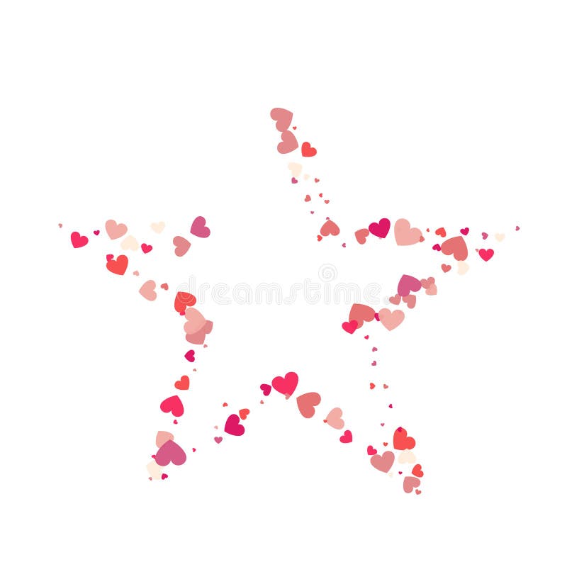 Heart Shape Vector Pink Confetti with White Star Frame Inside Stock ...
